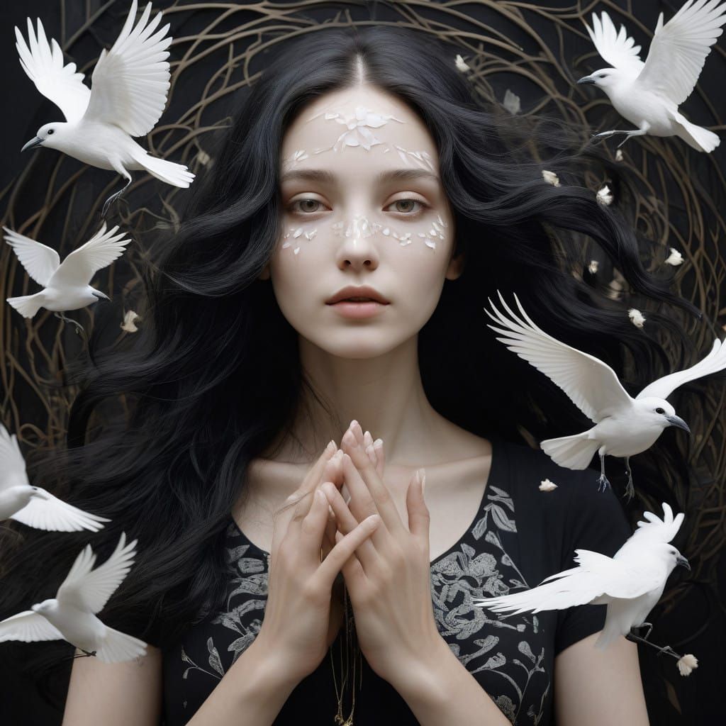 Mystical Goddess of Balance Unites Yin and Yang El... - AI Art