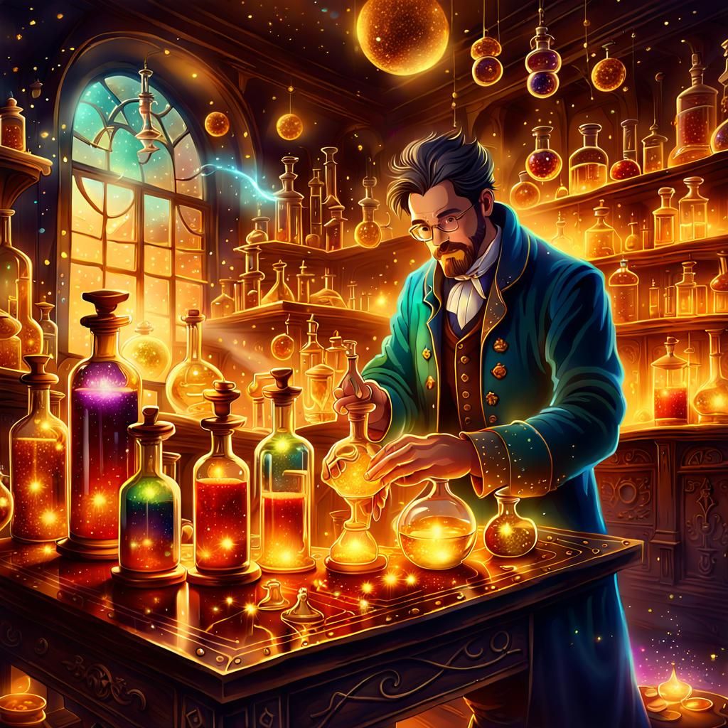 Magical Alchemy laboratoy - AI Generated Artwork - NightCafe Creator