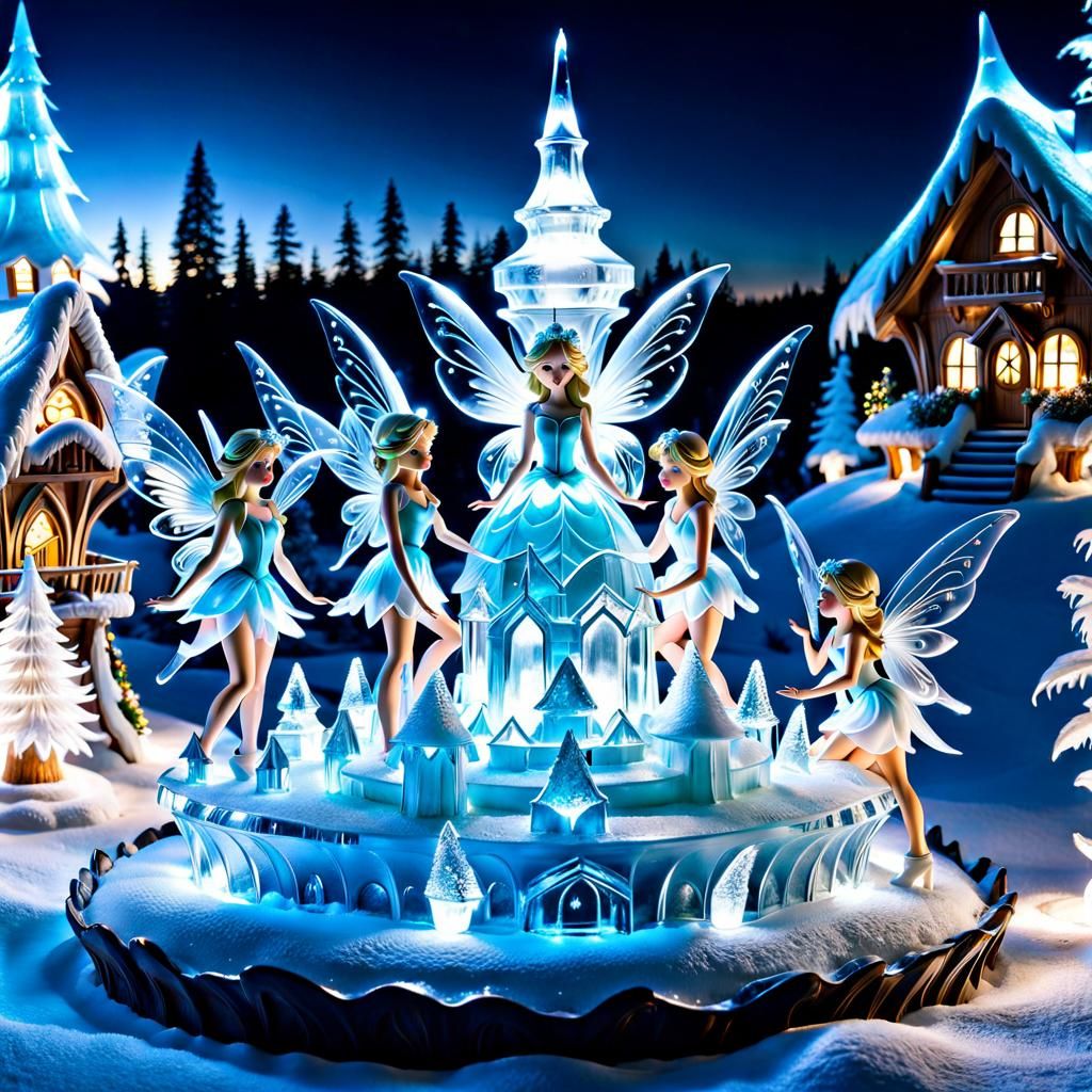 TRANSPARENT ICE SCULPTURES: "(Sculptures of four Ice Fairies:1.3) are ...