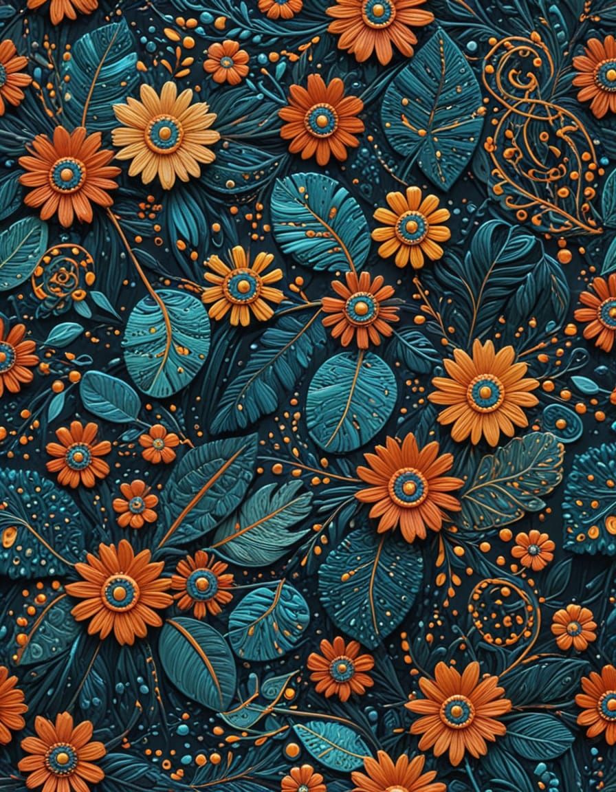 Vibrant Complementary Color Pattern in Elegant Bru... - AI Art