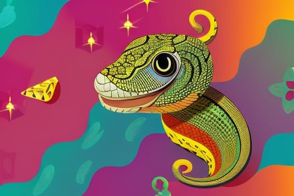 Mixed Media Snake Collage - AI Generated Artwork - NightCafe Creator