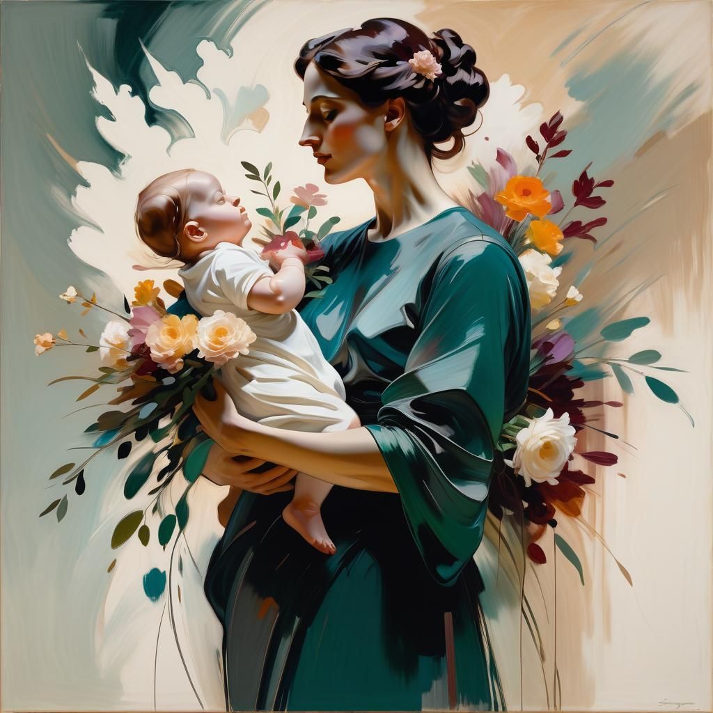 Mother and Daughter - #004 - AI Generated Artwork - NightCafe Creator