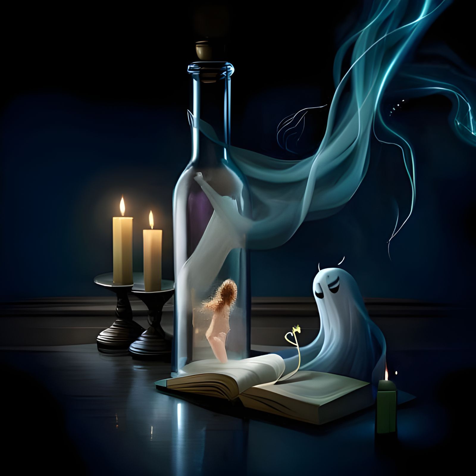 Ghost Summoning a Human - AI Generated Artwork - NightCafe Creator