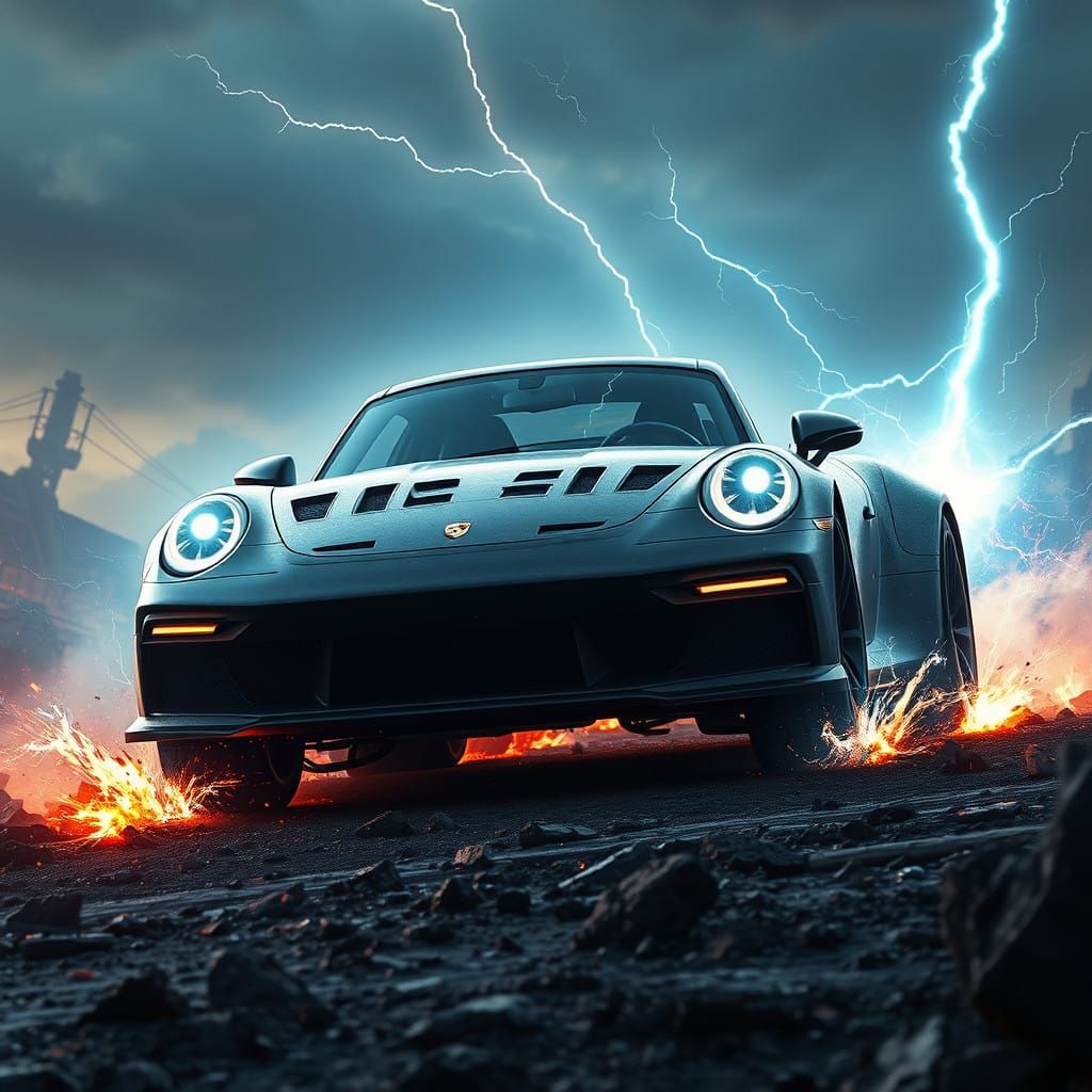 Epic 911-Thor Hybrid Blends Myth and Machine - AI Art