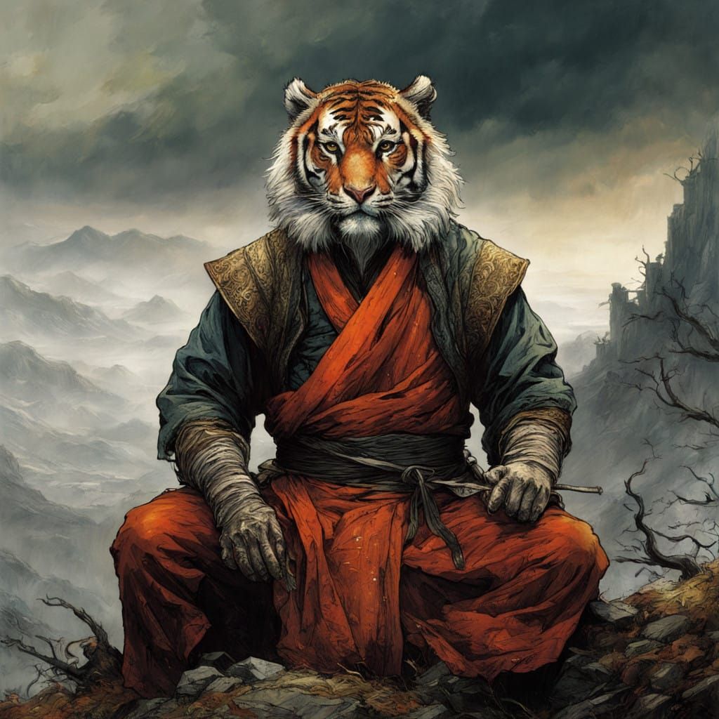tiger shaolin monk - Surreal Shaolin Tiger Meditates Amidst ...