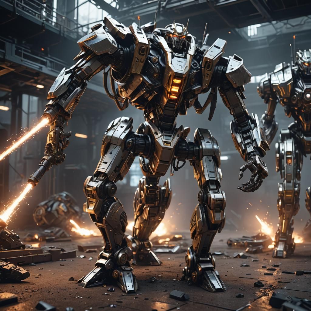 Mecha Mayhem robot laser wars - AI Generated Artwork - NightCafe Creator