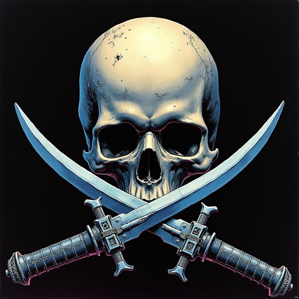 Gritty Helldivers Skull with Intricate Duel Dagger... - AI Art