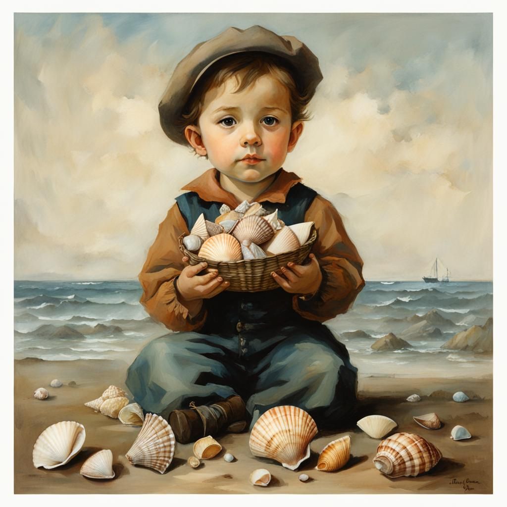 COLLECTING SEASHELLS - AI Generated Artwork - NightCafe Creator