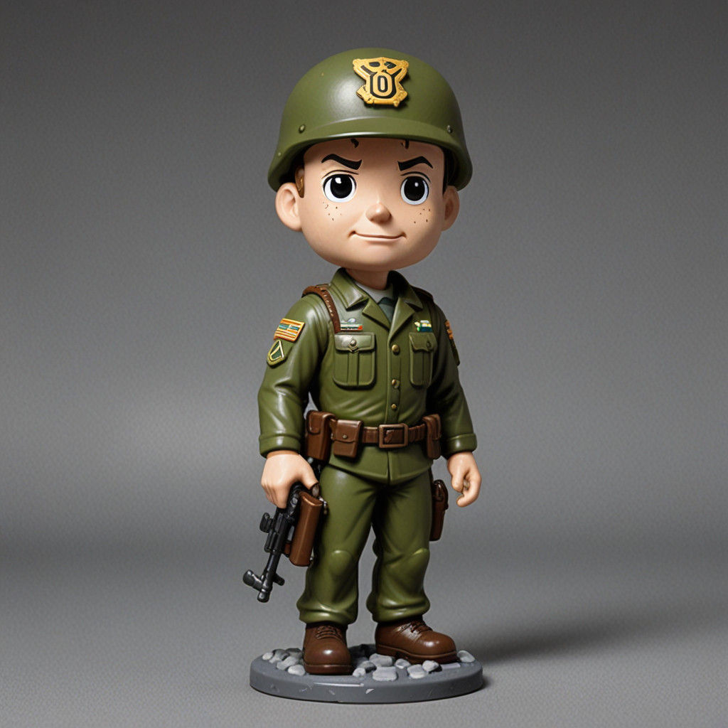 Futuristic U.S. Army Bobblehead Character in Vault... - AI Art