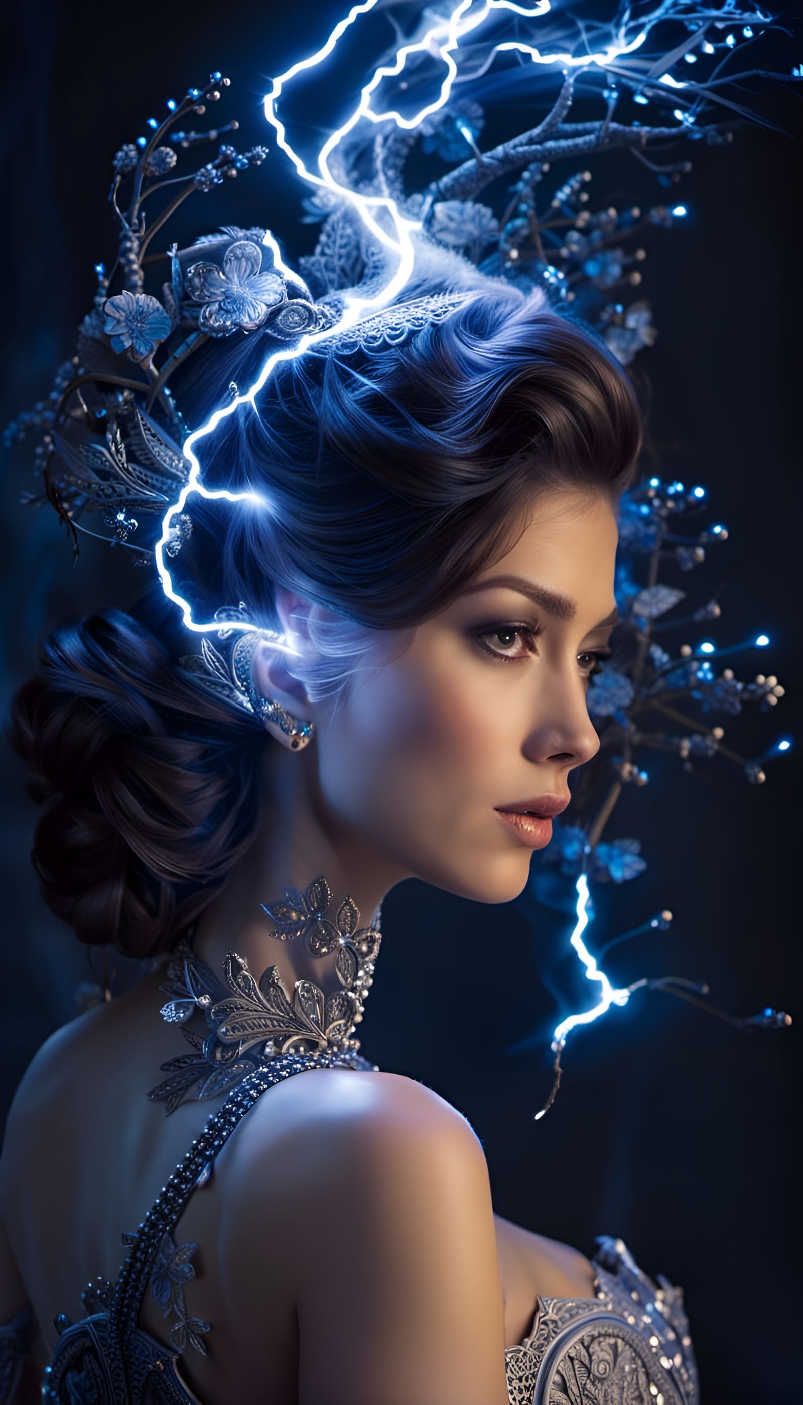 Girl With The Lightning Hair - AI Generated Artwork - NightCafe Creator