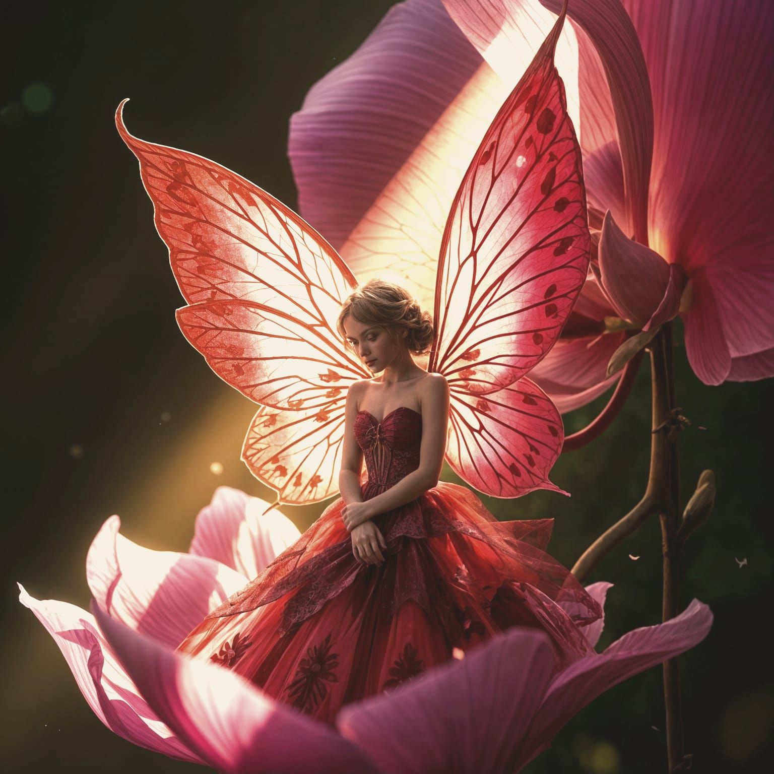 Red airy thinking inside an orchid - Red airy thinking insid...