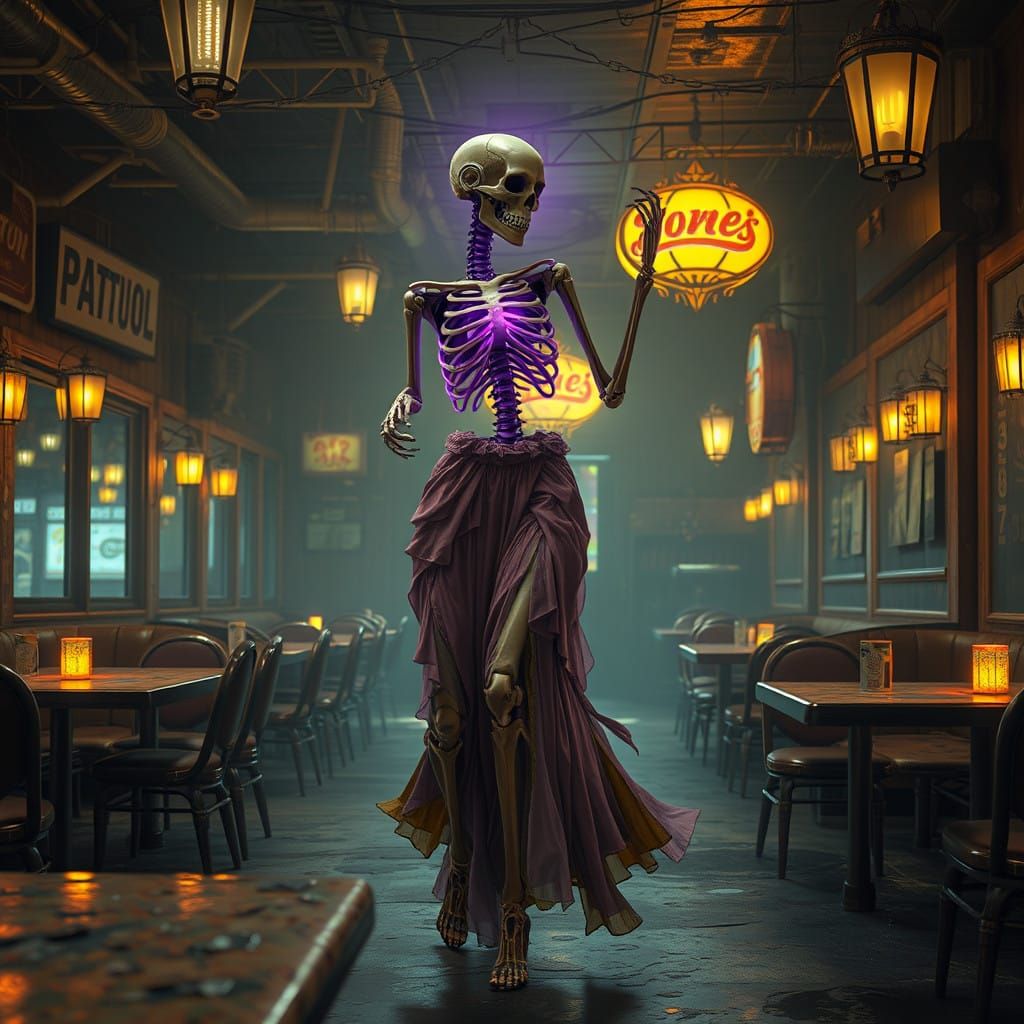 Ethereal Robot Dancer in a Neon Diner - AI Art