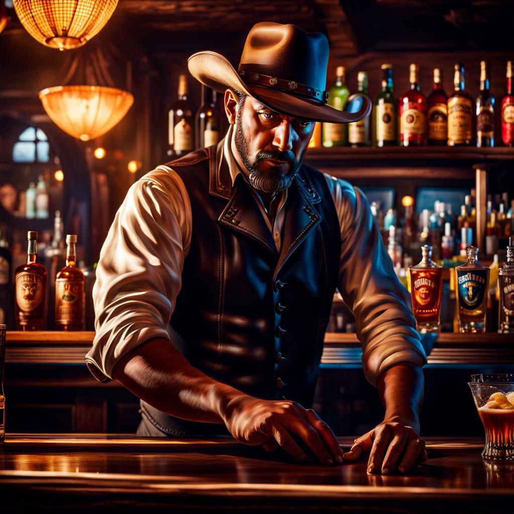 Bartender at a wild west saloon - AI Generated Artwork - NightCafe Creator
