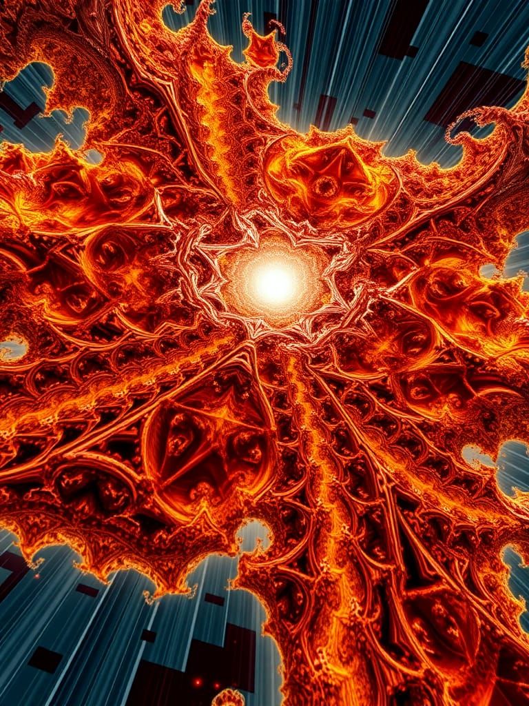 Infinitely Recursive Square Fractal Solar Rain