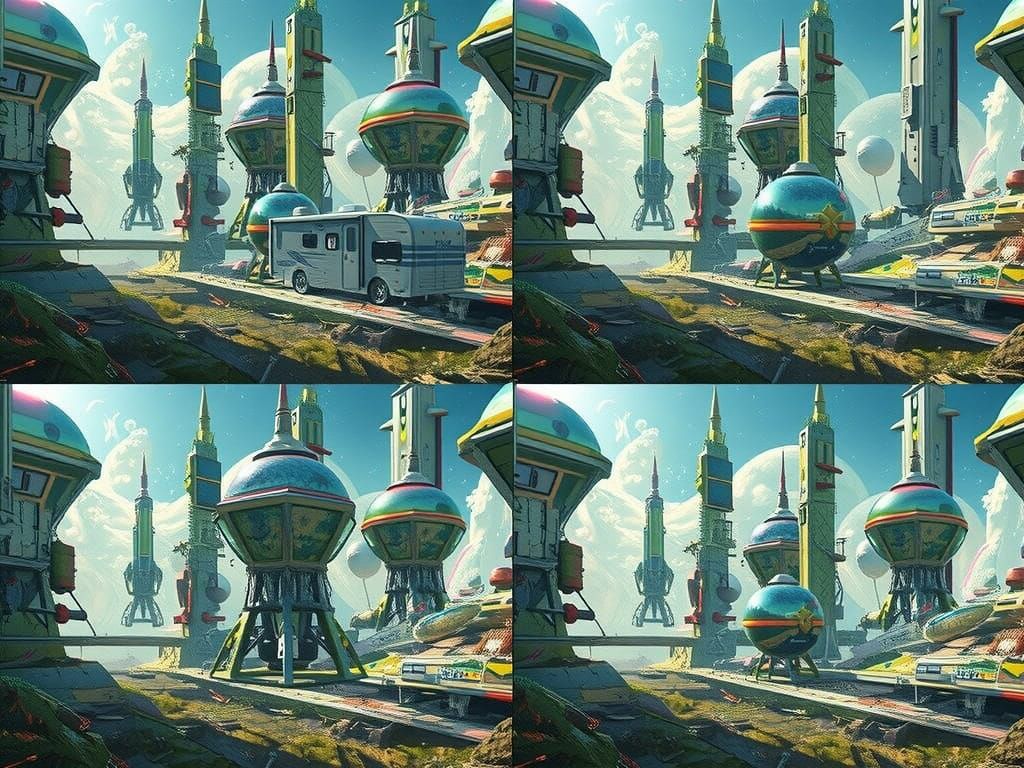 Workers Camping At Power Plants - Retro-Futuristic RV in Cos...