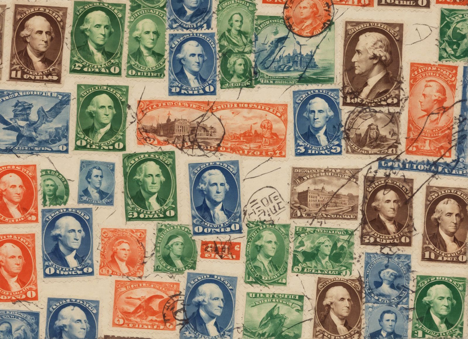 united states postage stamps collage - AI Generated Artwork - NightCafe ...