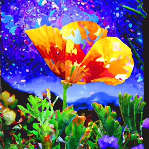 Splash California Poppy - AI Generated Artwork - NightCafe Creator