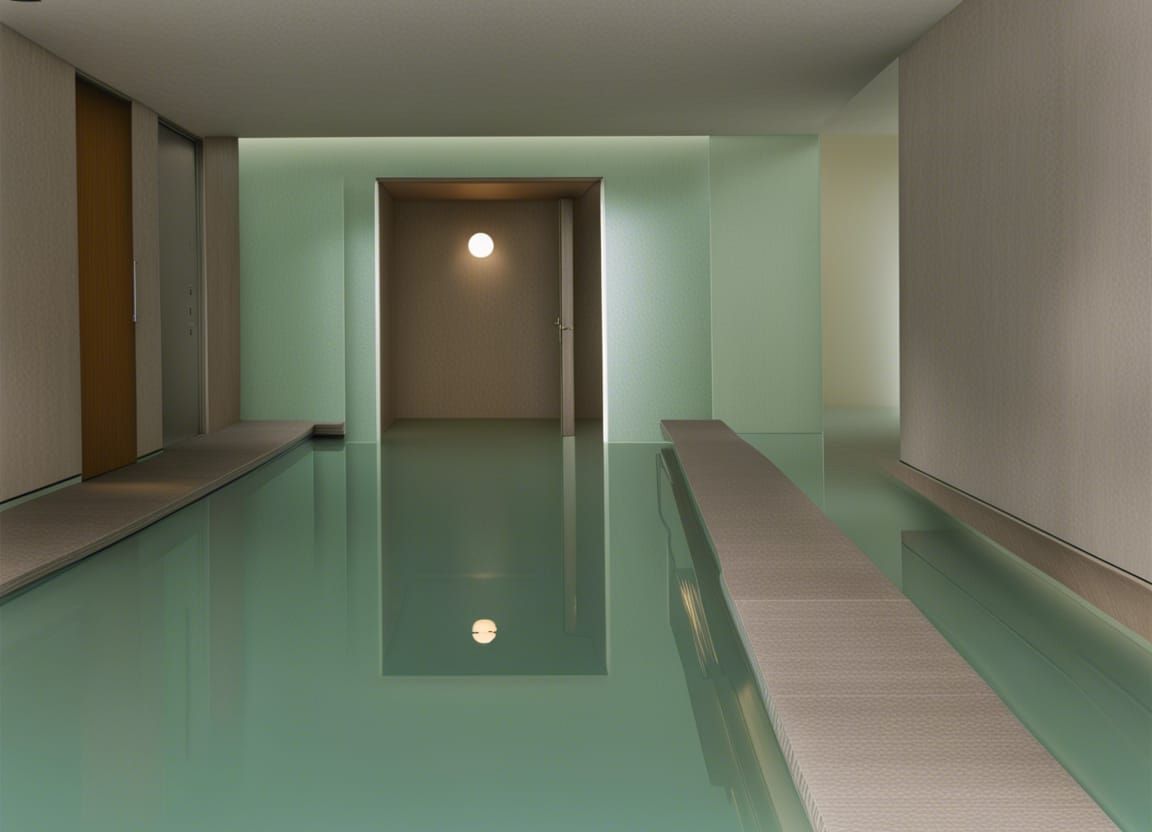 Liminal poolroom #8 - Liminal Pool Room with Nostalgic Hallw...