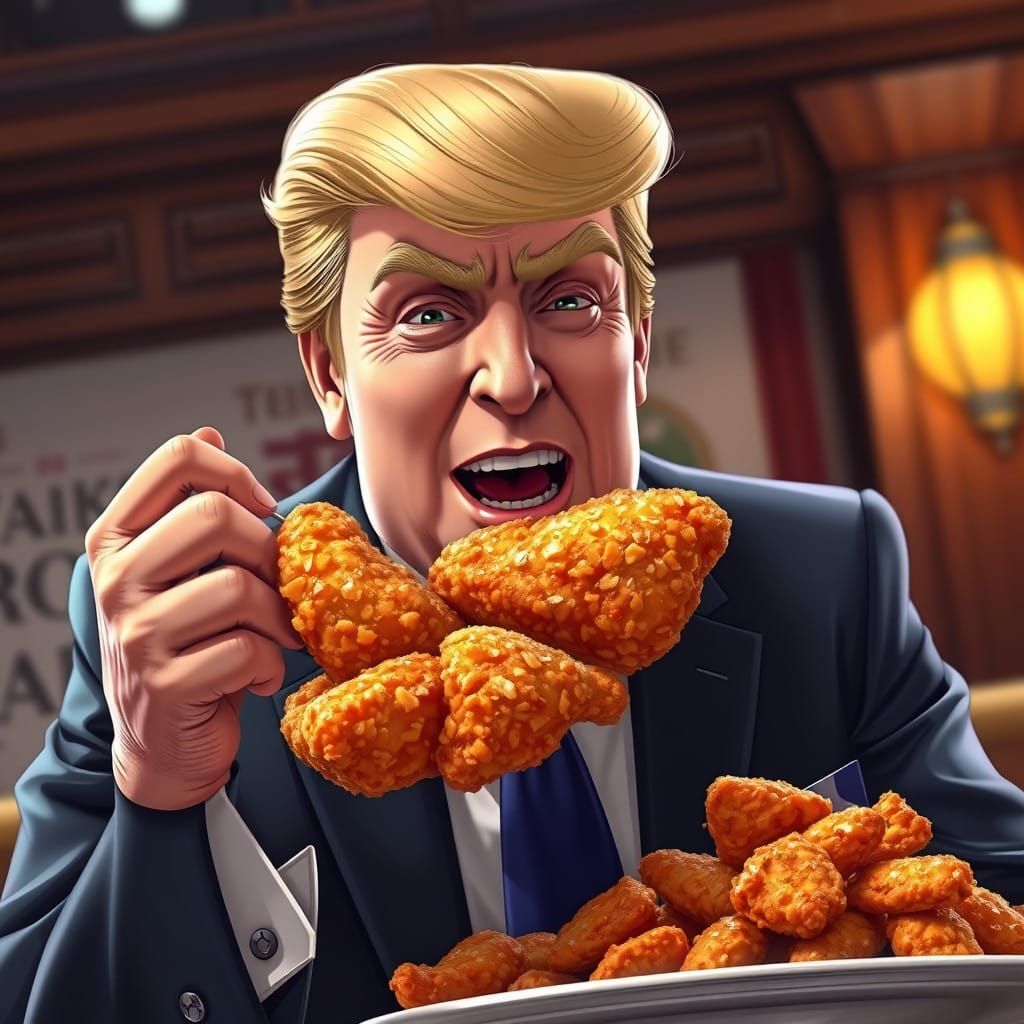 Chicken - Sharp Suits and Crispy Delights: Donald Trump Enjo...