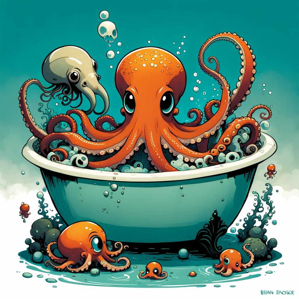 bathing octopus, by BRIAN KESINGER - AI Generated Artwork - NightCafe ...