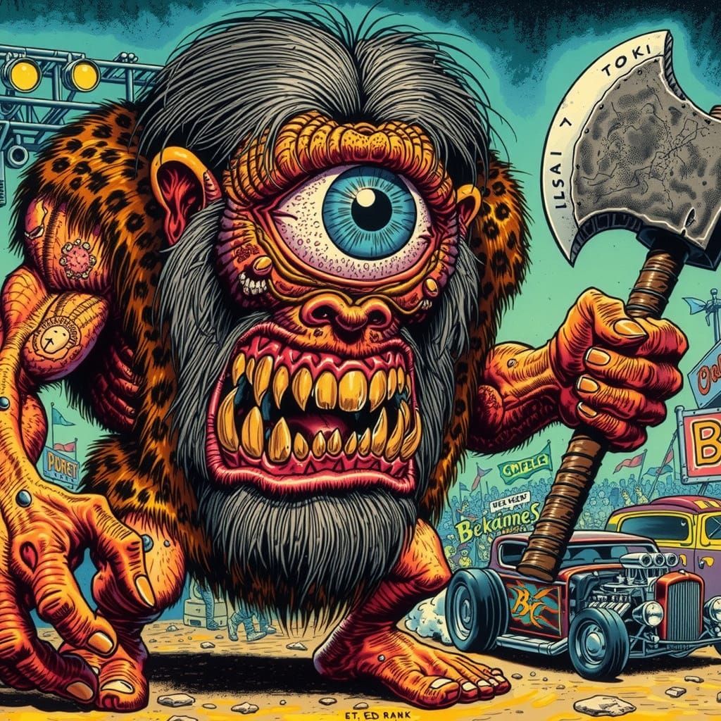 Futuristic Cyclops Crashes Beer Festival in a Psyc... - AI Art