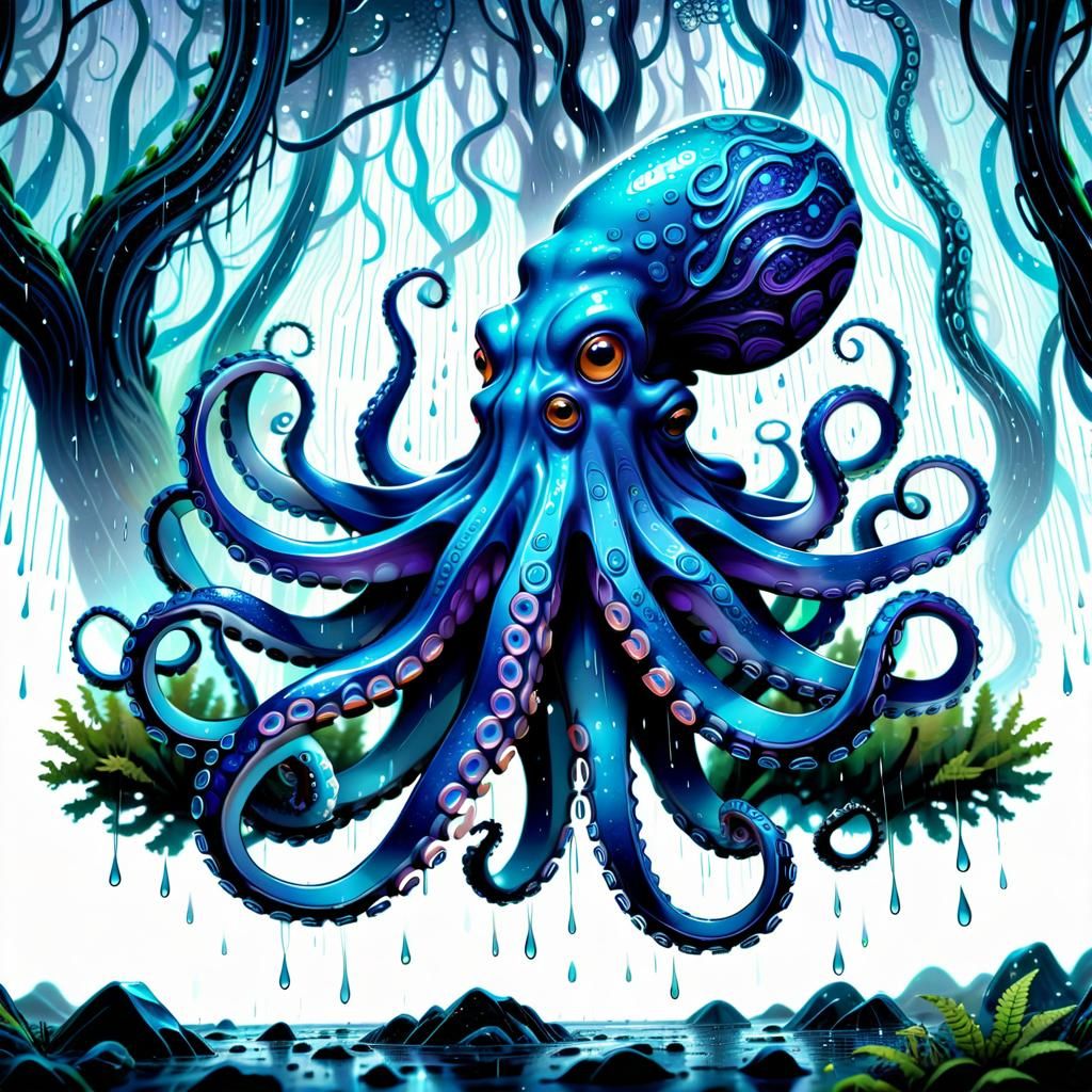 Angry flying octopus - AI Generated Artwork - NightCafe Creator