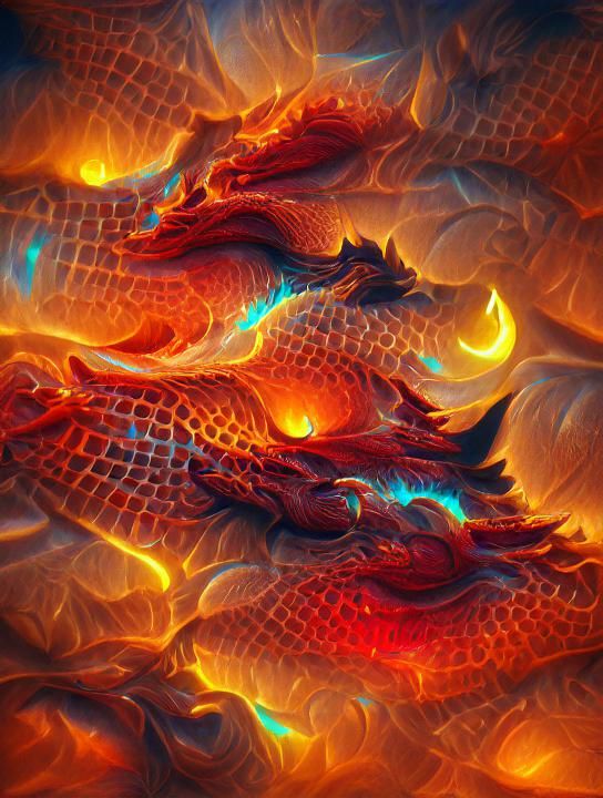 The Fiery Breastplate of Dragon Scales 8k resolution detailed painting ...