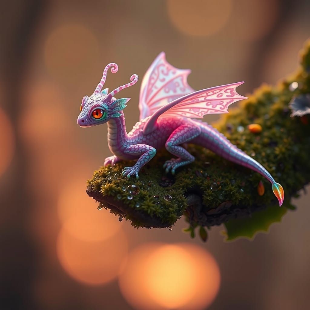 Fae Dragon - Ethereal Fae Dragon on a Mushroom Throne