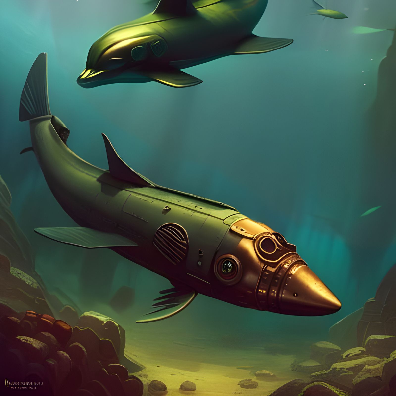 Biomorphic waterpunk submarine - AI Generated Artwork - NightCafe Creator