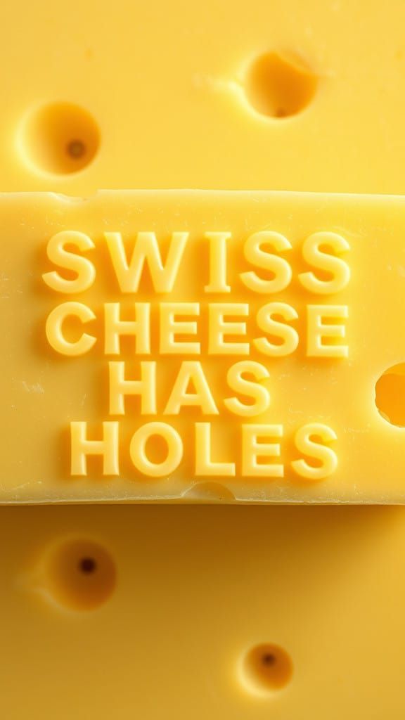 Cheese Letters Carved with Holes - AI Art