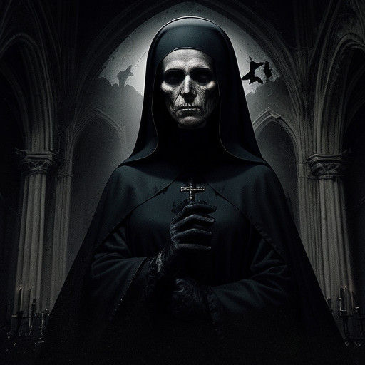 DARK NUN - Gothic Nun Adorned in Shadows and Candlelight
