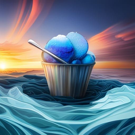 Blue Ocean ice cream - AI Generated Artwork - NightCafe Creator