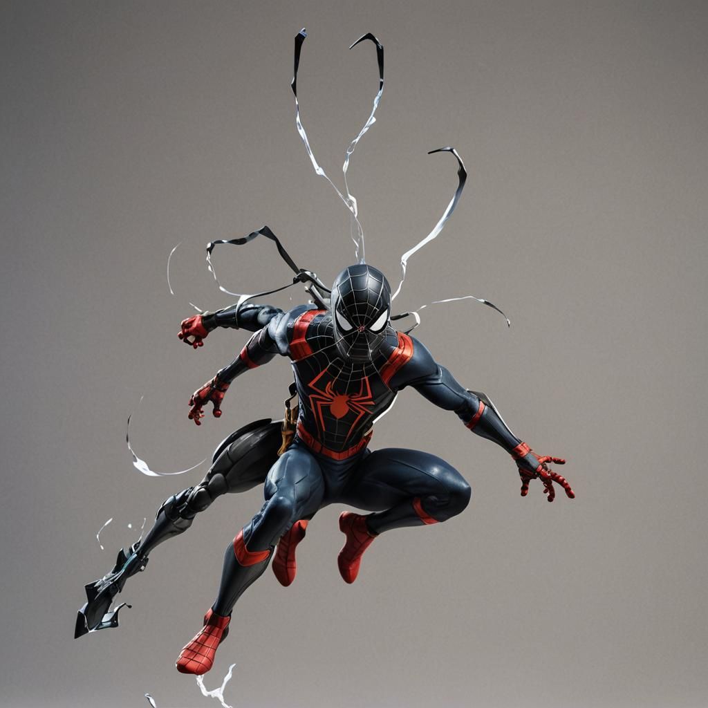 A half-Spider-Man, half-Black Spider-Man warrior in a dynamic pose - AI ...