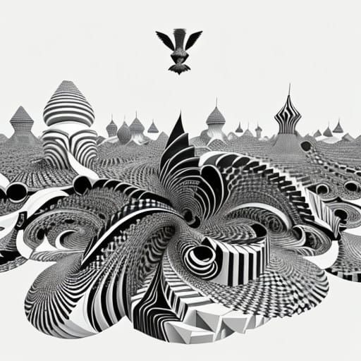 Surreal M.C. Escher-Inspired Tessellation of Inter... - AI Art