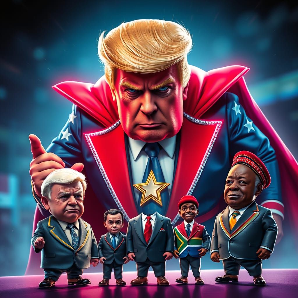 Patriotic Superhero Donald Trump Disciplines Cower... - AI Art