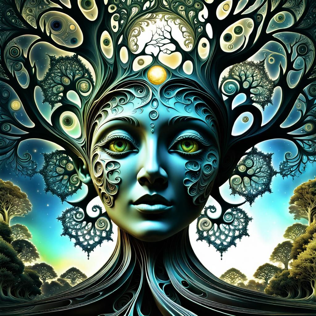 Goddess Manifesting Fractal Trees.... - AI Generated Artwork ...