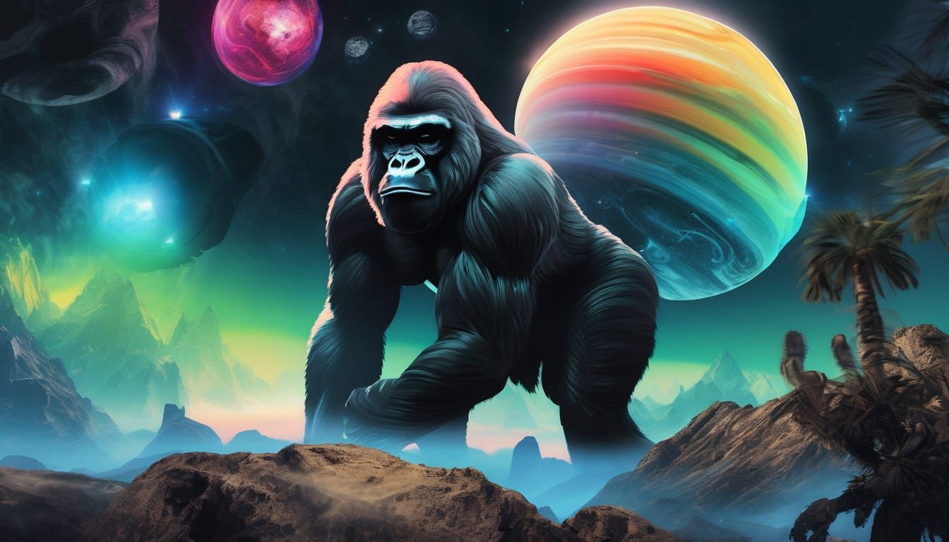 Double exposure: Xenomorph (GORILLA x CTHULU) over... - AI Art