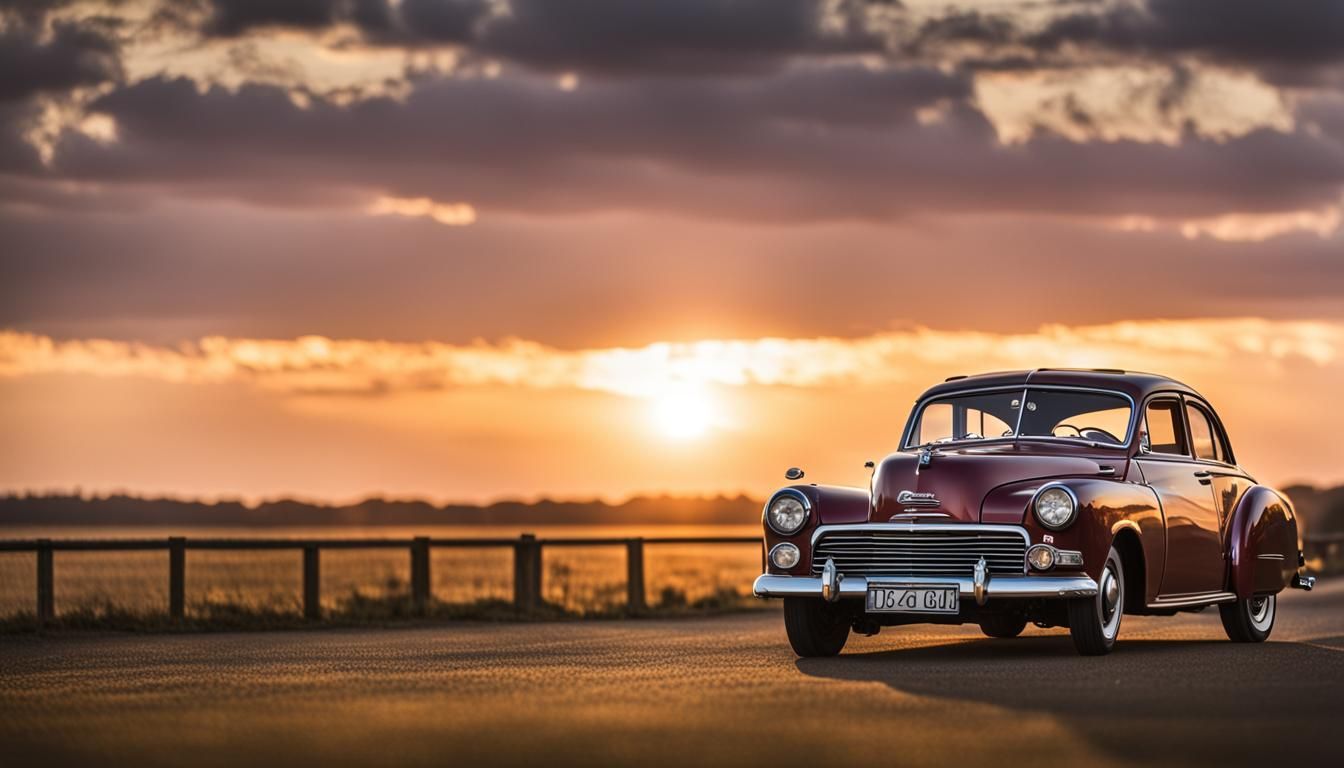 Oldtimer in a sunset - AI Generated Artwork - NightCafe Creator