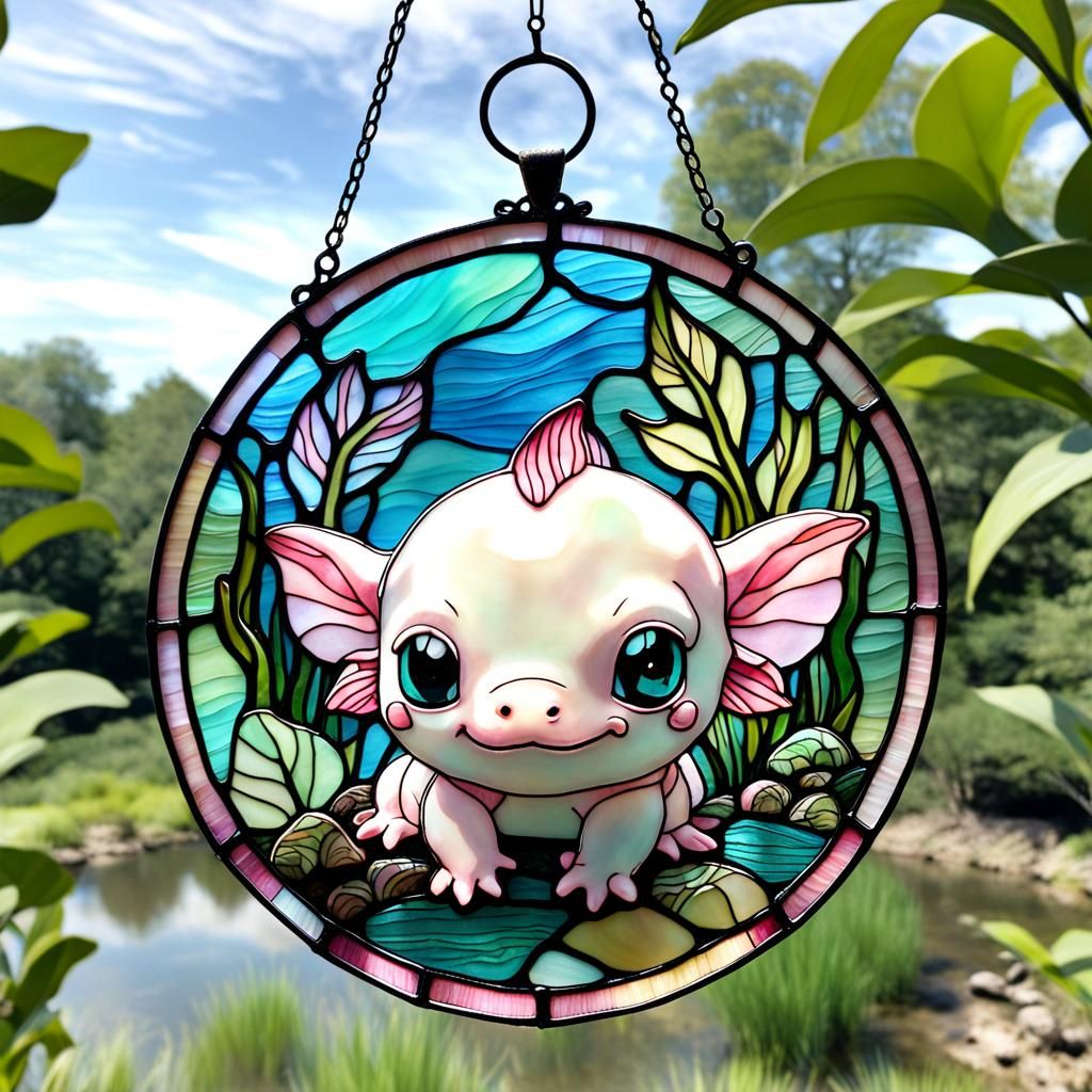 stained glass axolotl - AI Generated Artwork - NightCafe Creator