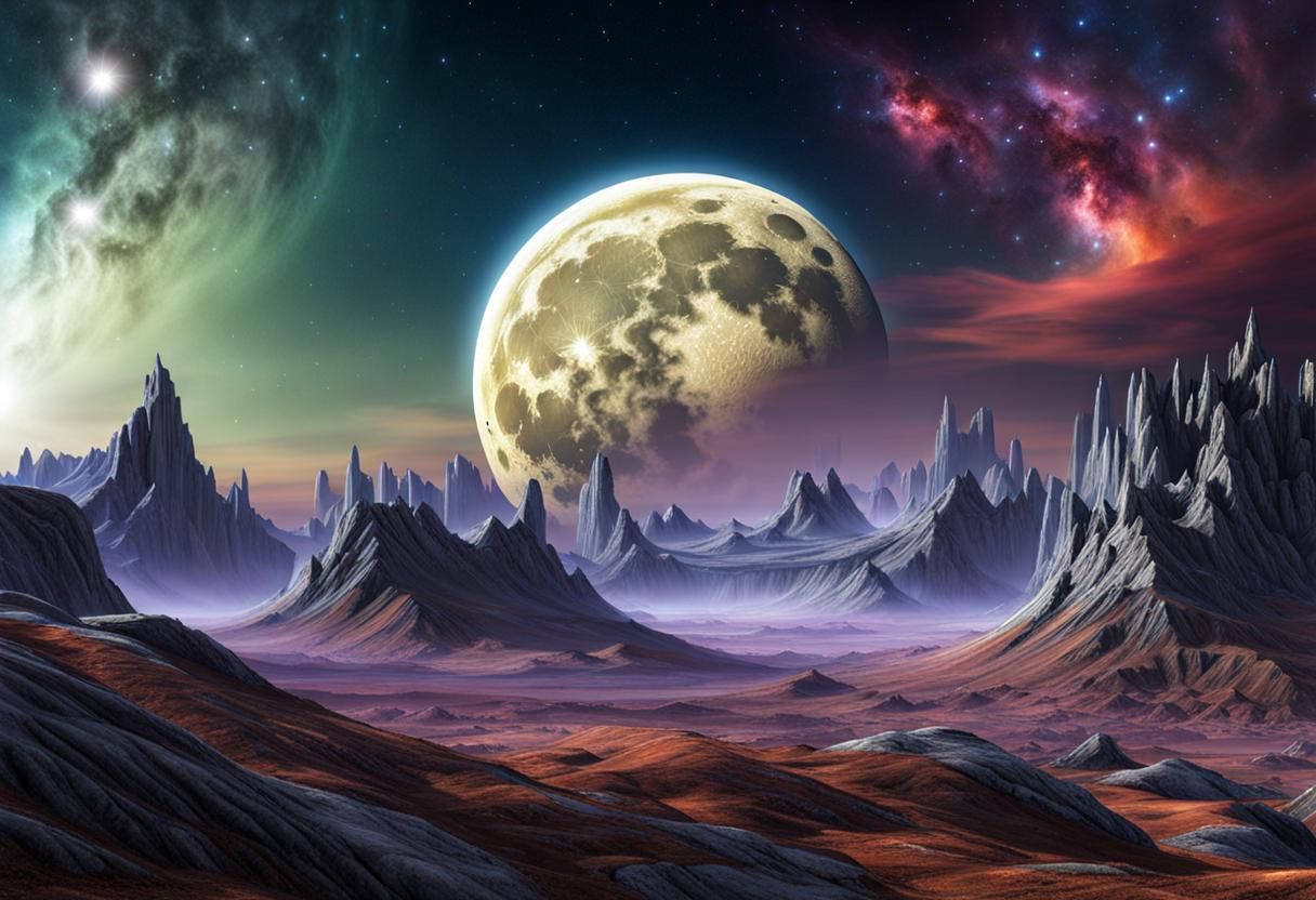 fantasy moonscape - Enchanting Fantasy Moonscape with Colorf...