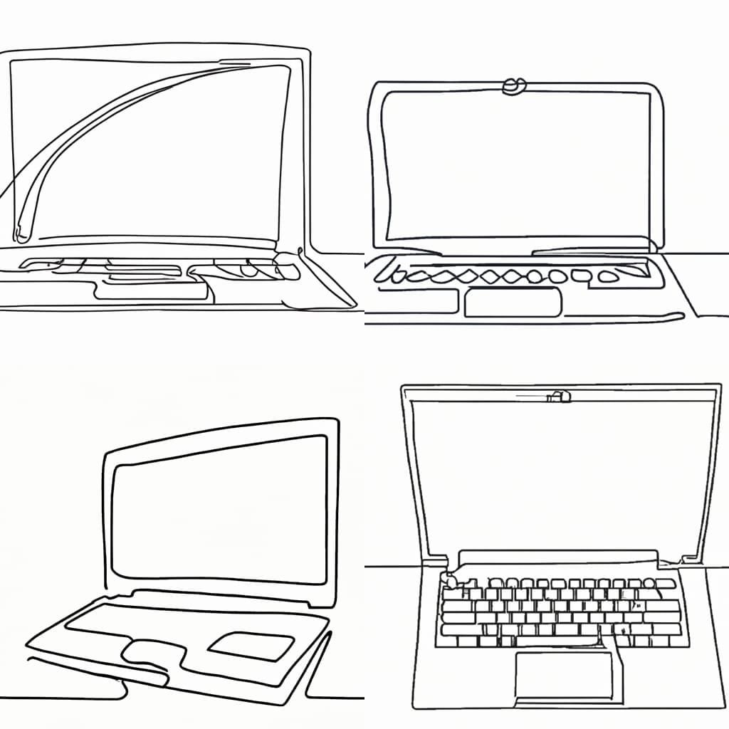 Continuous line art of a laptop computer, single line art - AI ...