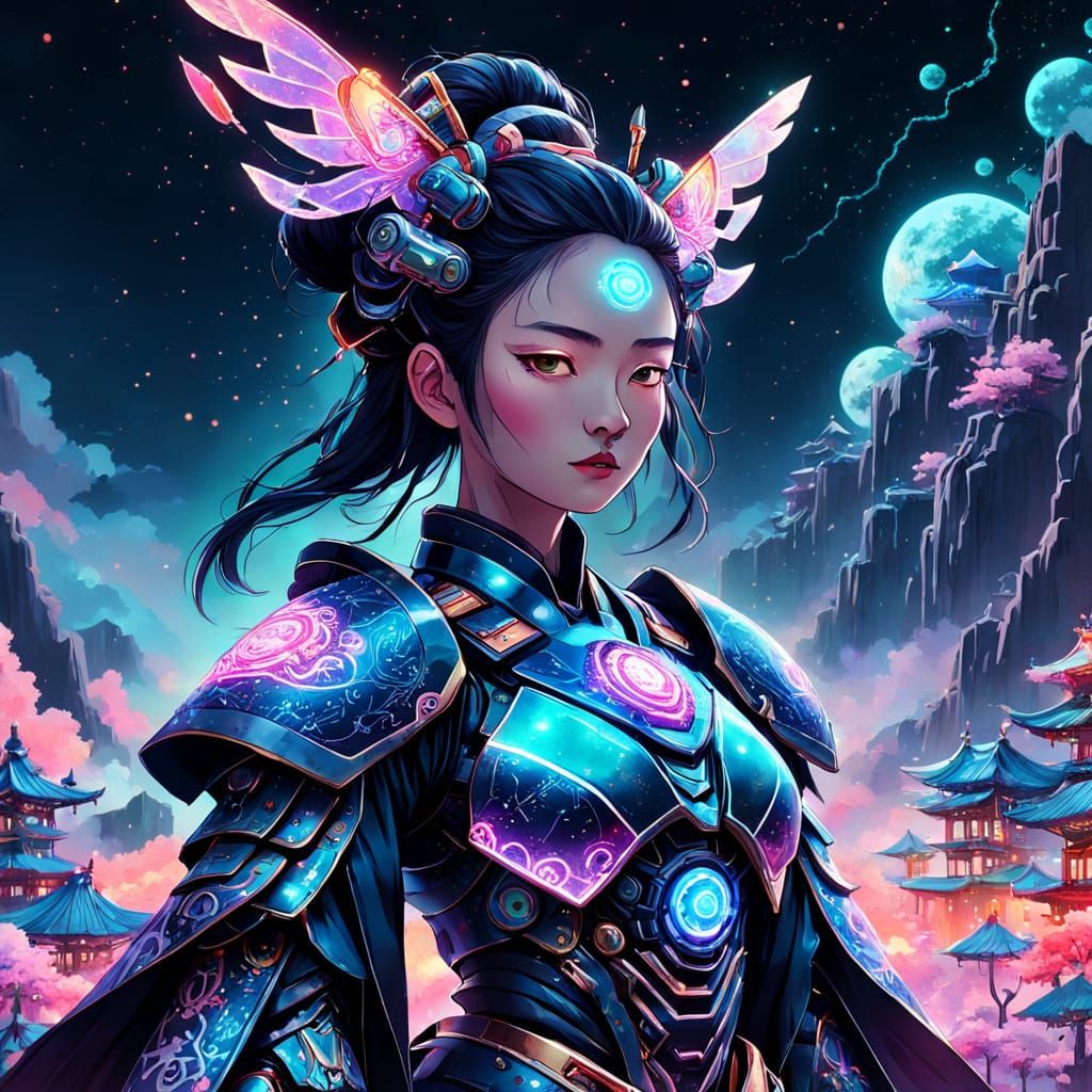 Futuristic Geisha and Enchantress Unite in Etherea... - AI Art