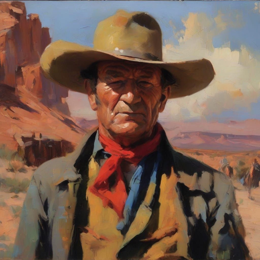 Duke John Wayne as Rooster Cogburn in Vibrant Oil ... - AI Art