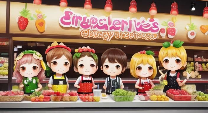 Chibi Kawaii Fruit Veg Vendors - AI Generated Artwork - NightCafe Creator