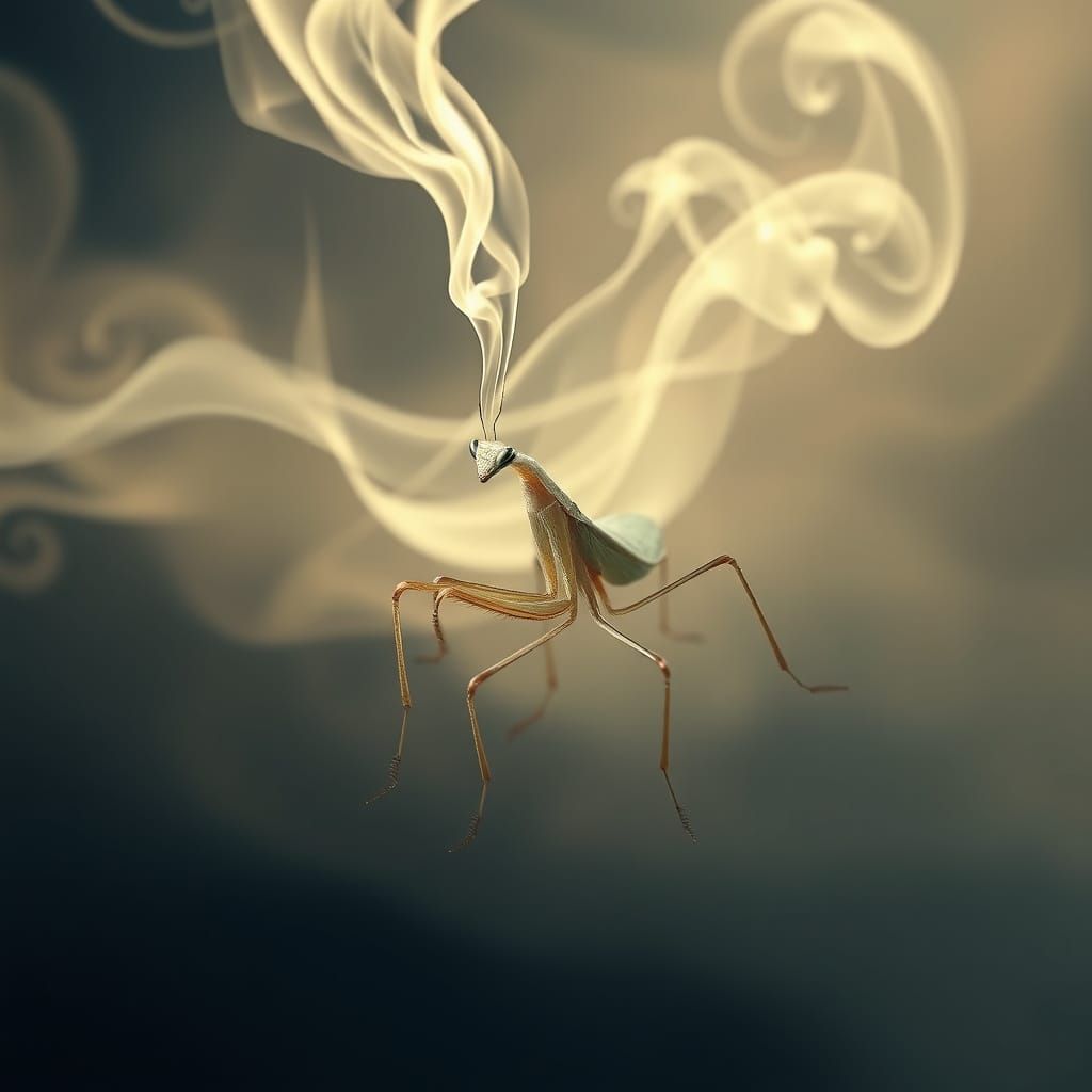 smoky praying mantis - Ethereal Vapor Mantis in Surrealist ...