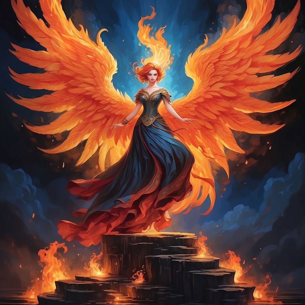 Phoenix woman fire dance - AI Generated Artwork - NightCafe Creator
