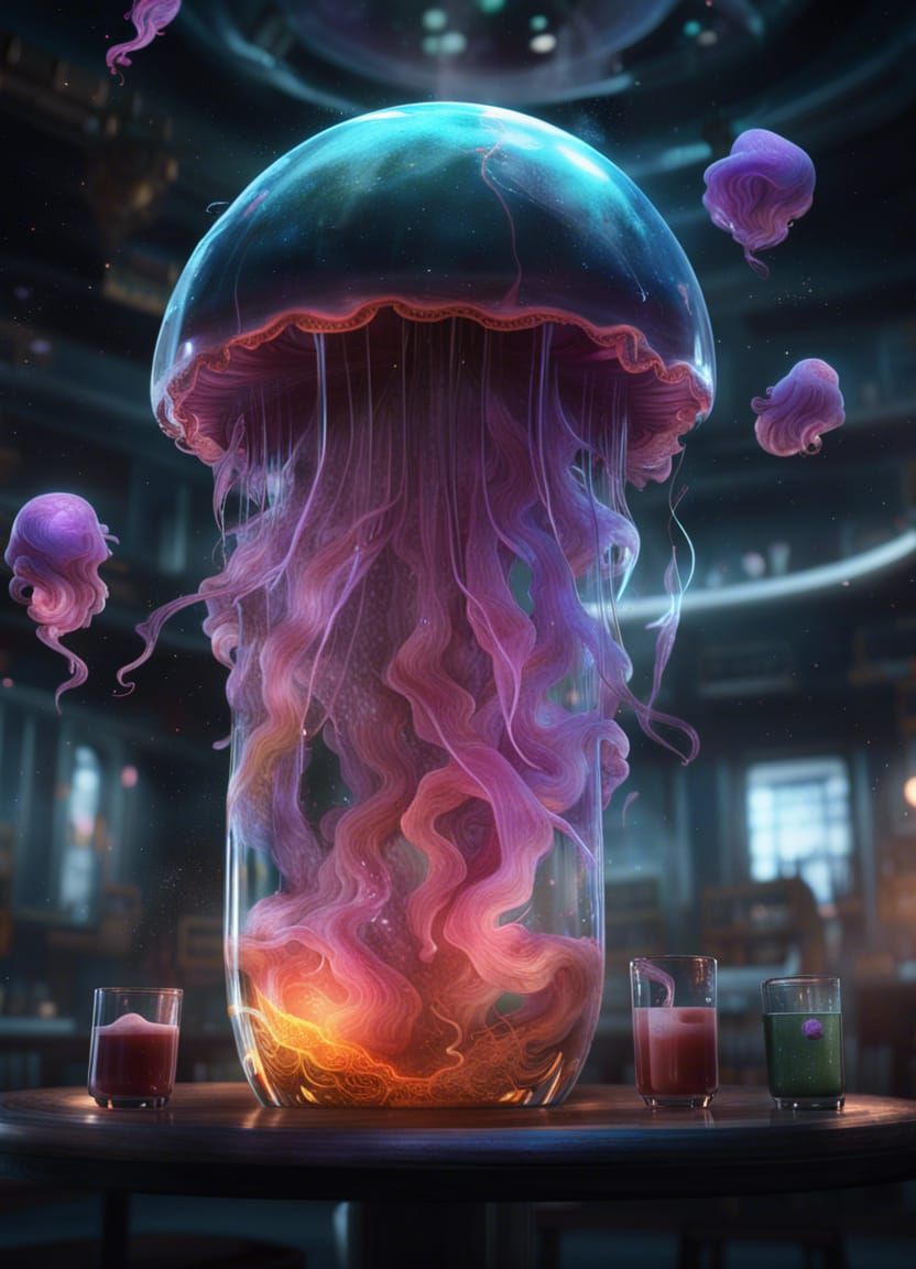 Alien jellyfish bartender pouring your beer - AI Generated Artwork ...
