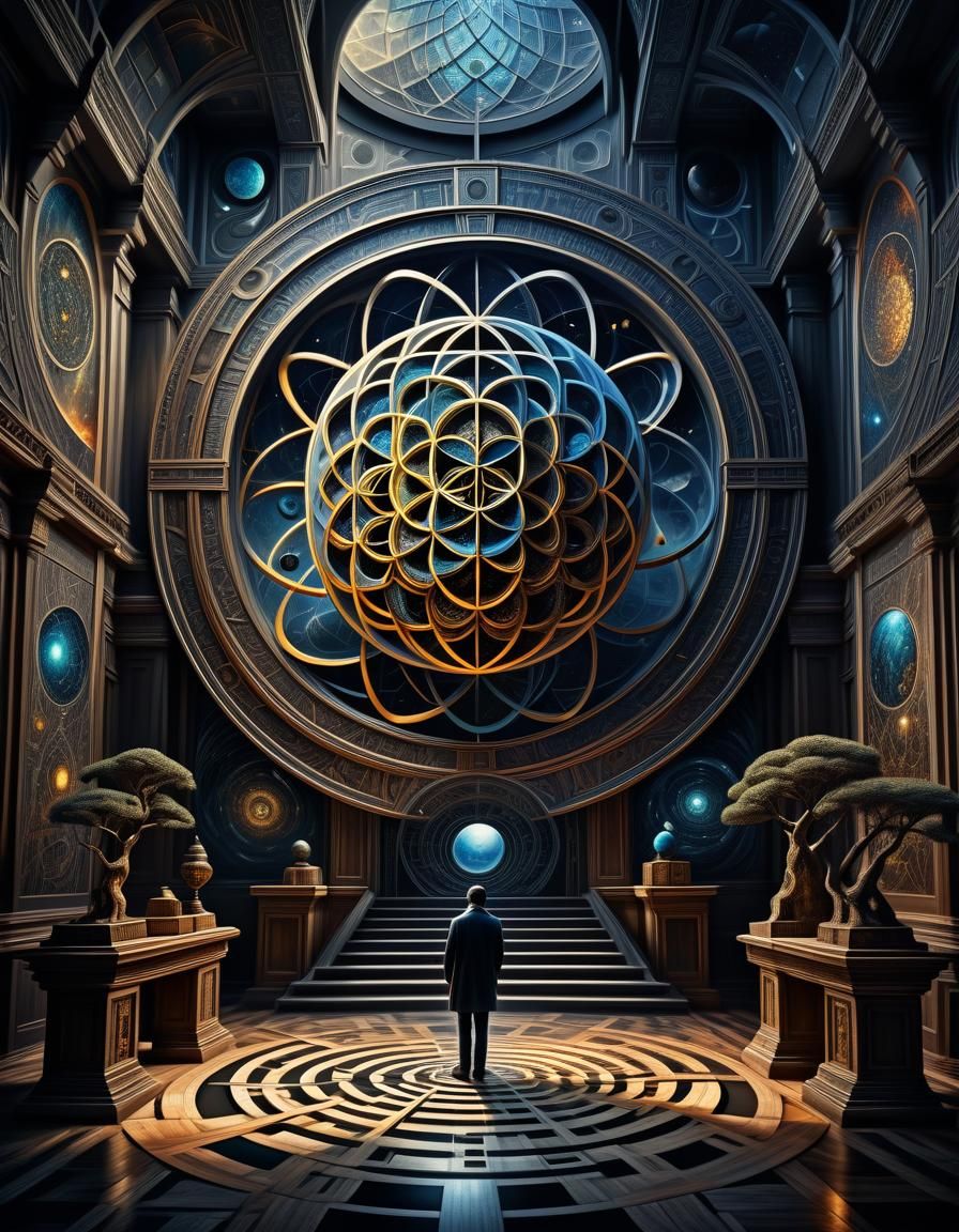 surrealist painting with chiaroscuro technique Harmonious Geometry in a ...