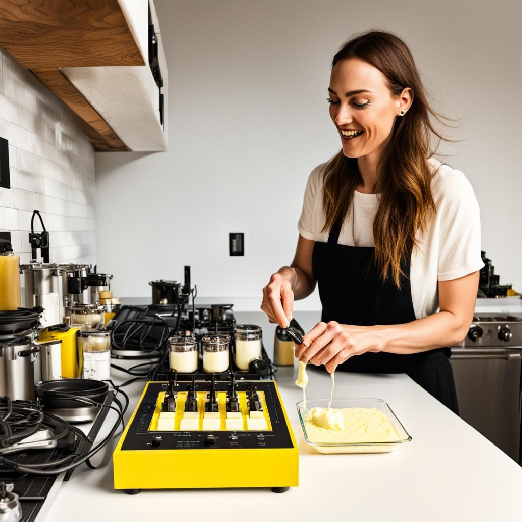 Becca adding salt to Butter synthesizer - AI Generated Artwork ...