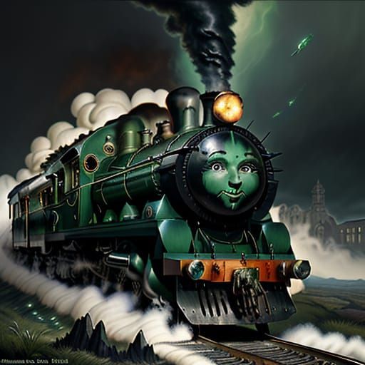 Ultimate masterpiece, DSLR, retro-futuristic, lovecraftian, a green and ...